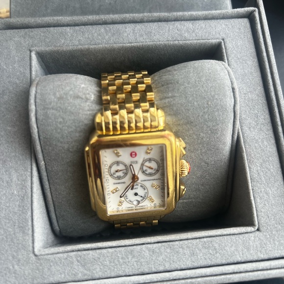 Michele | Accessories | Michele Deco Gold Watch | Poshmark